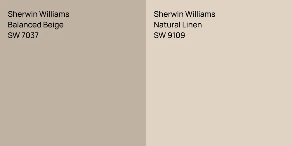 Sherwin Williams Balanced Beige vs. Sherwin Williams Natural Linen comparison