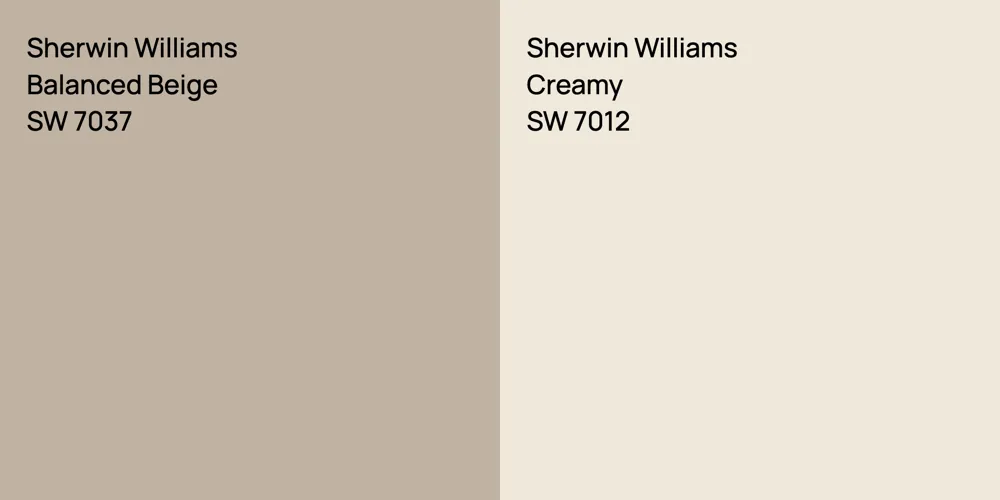 Sherwin Williams Balanced Beige vs. Sherwin Williams Creamy comparison