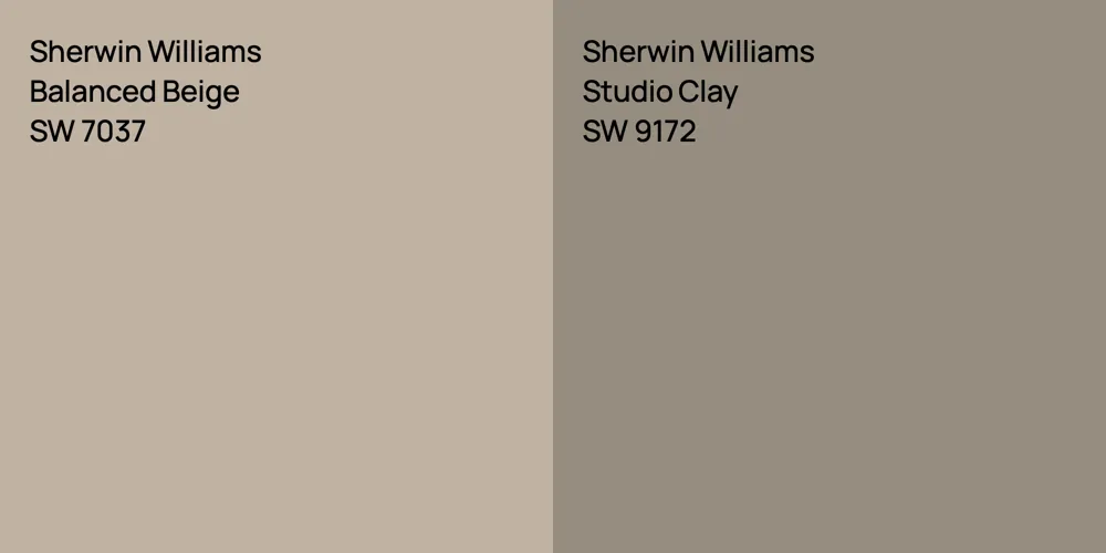 Sherwin Williams Balanced Beige vs. Sherwin Williams Studio Clay comparison
