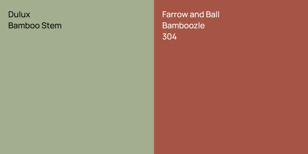 Dulux Bamboo Stem vs. Farrow and Ball Bamboozle comparison