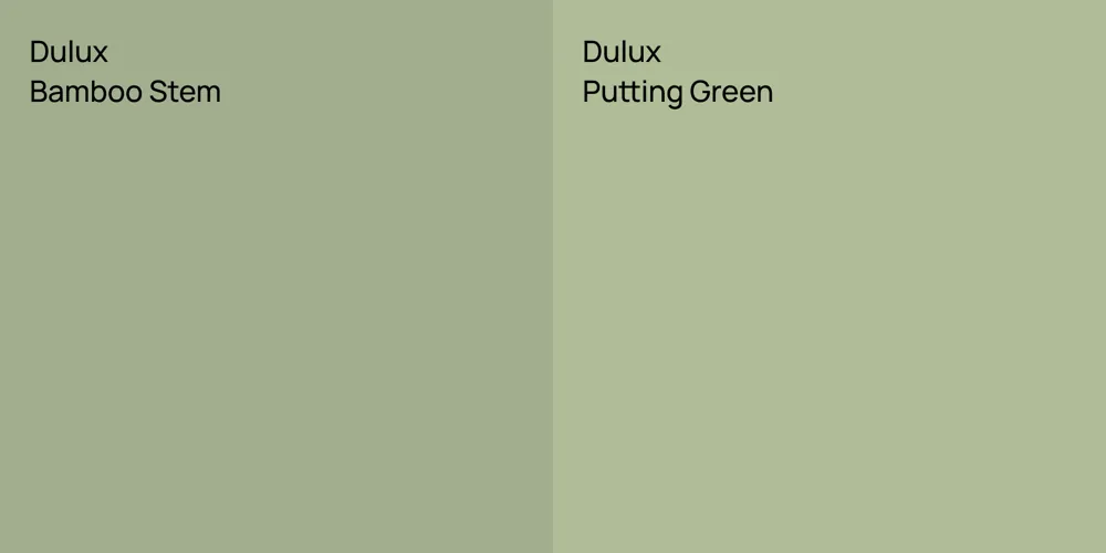 Dulux Bamboo Stem vs. Dulux Putting Green comparison