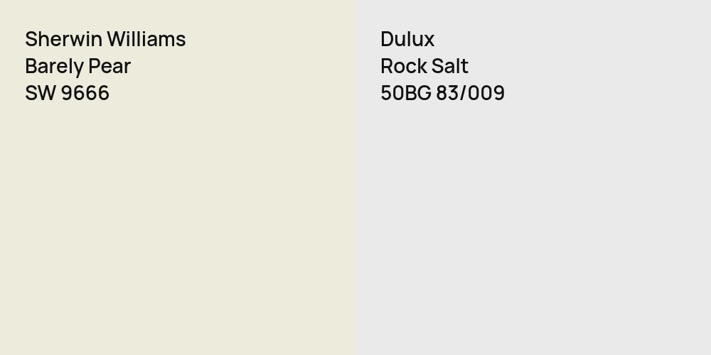 Sherwin Williams Barely Pear vs. Dulux Rock Salt comparison