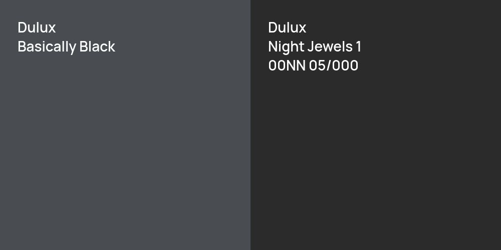 Dulux Basically Black vs. Dulux Night Jewels 1 comparison