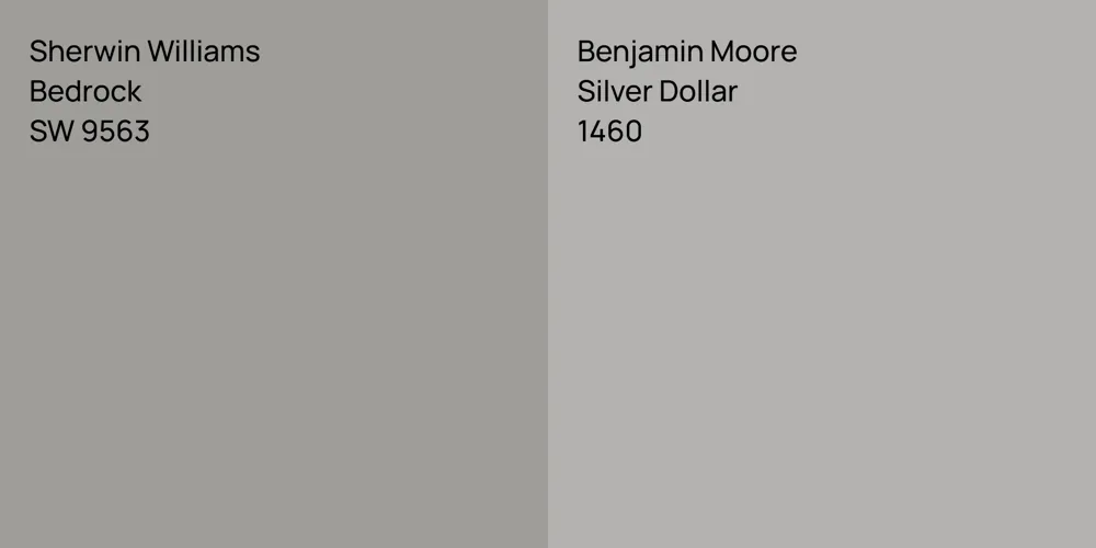 Sherwin Williams Bedrock vs. Benjamin Moore Silver Dollar comparison