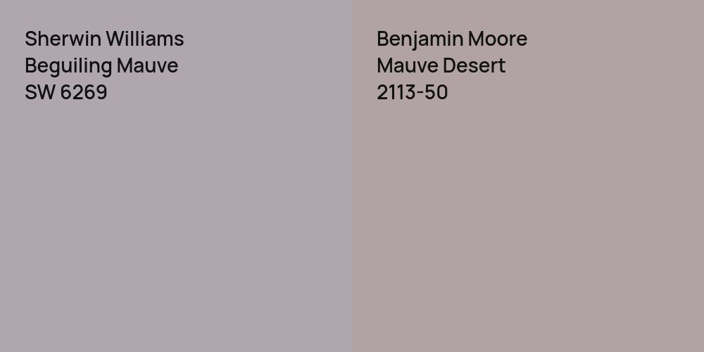 Sherwin Williams Beguiling Mauve vs. Benjamin Moore Mauve Desert comparison