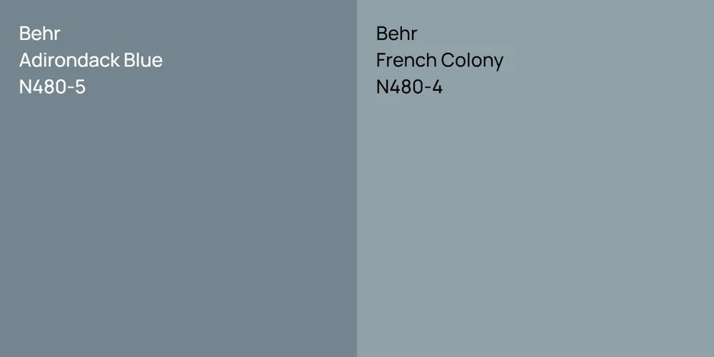 Behr Adirondack Blue vs. Behr French Colony comparison