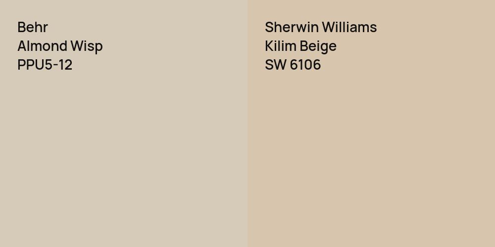 Behr Almond Wisp vs. Sherwin Williams Kilim Beige comparison