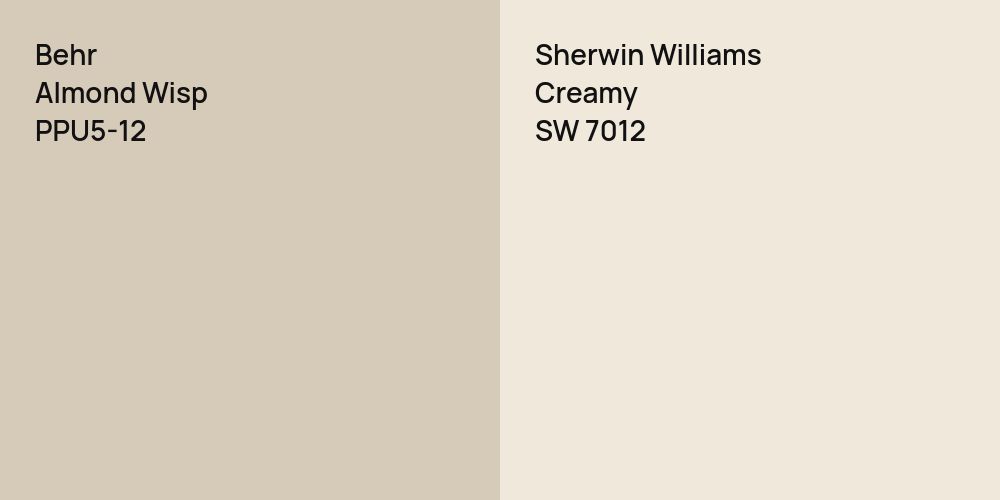 Behr Almond Wisp vs. Sherwin Williams Creamy comparison