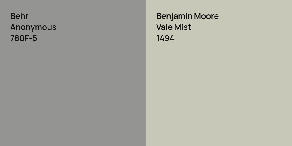 Behr Anonymous vs. Benjamin Moore Vale Mist comparison