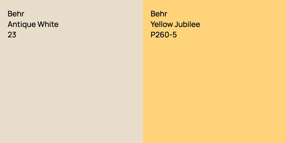 Behr Antique White vs. Behr Yellow Jubilee comparison