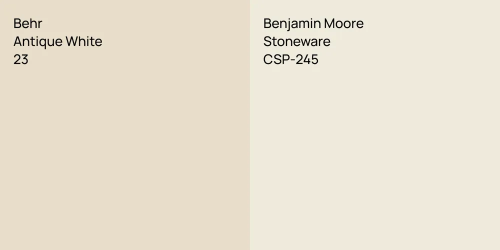 Behr Antique White vs. Benjamin Moore Stoneware comparison