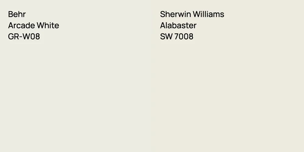 Behr Arcade White vs. Sherwin Williams Alabaster comparison