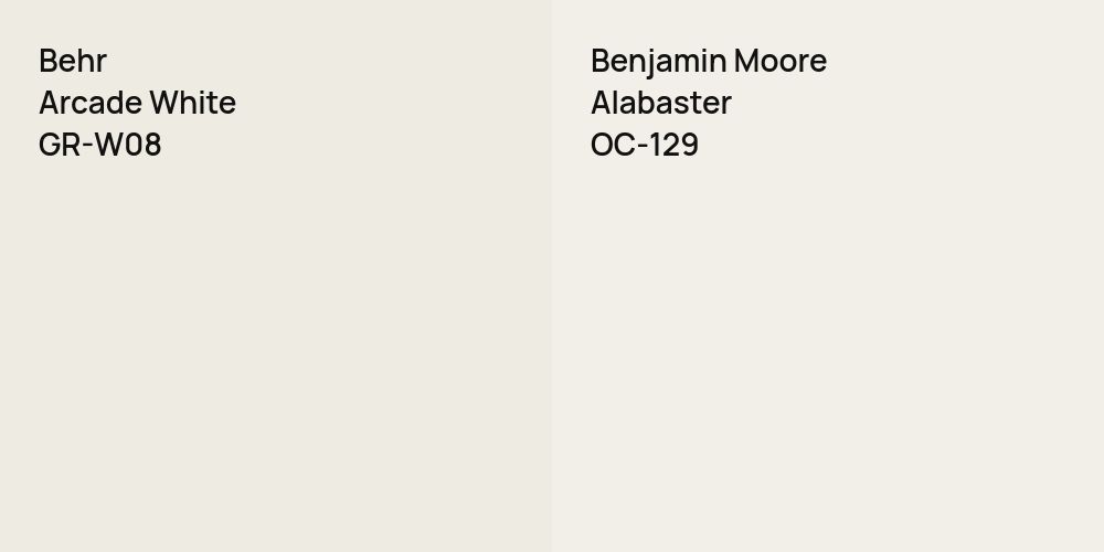 Behr Arcade White vs. Benjamin Moore Alabaster comparison