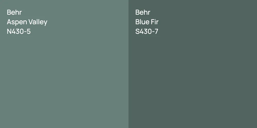 Behr Aspen Valley vs. Behr Blue Fir comparison