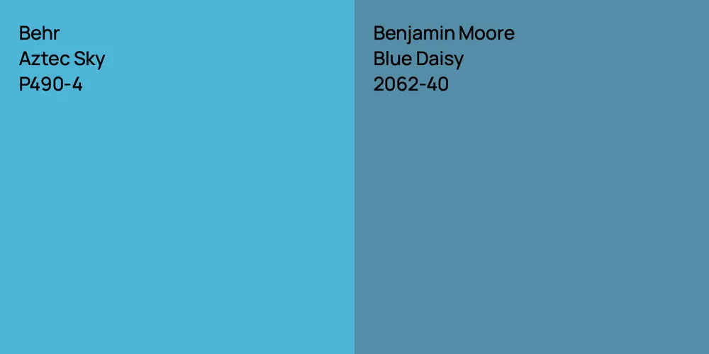 Behr Aztec Sky vs. Benjamin Moore Blue Daisy comparison