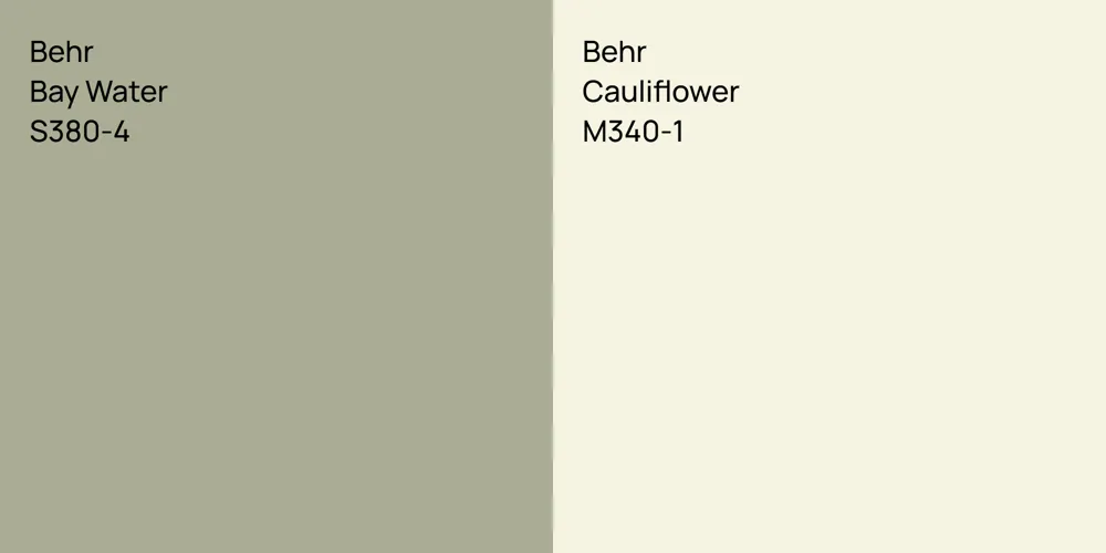 Behr Bay Water vs. Behr Cauliflower comparison