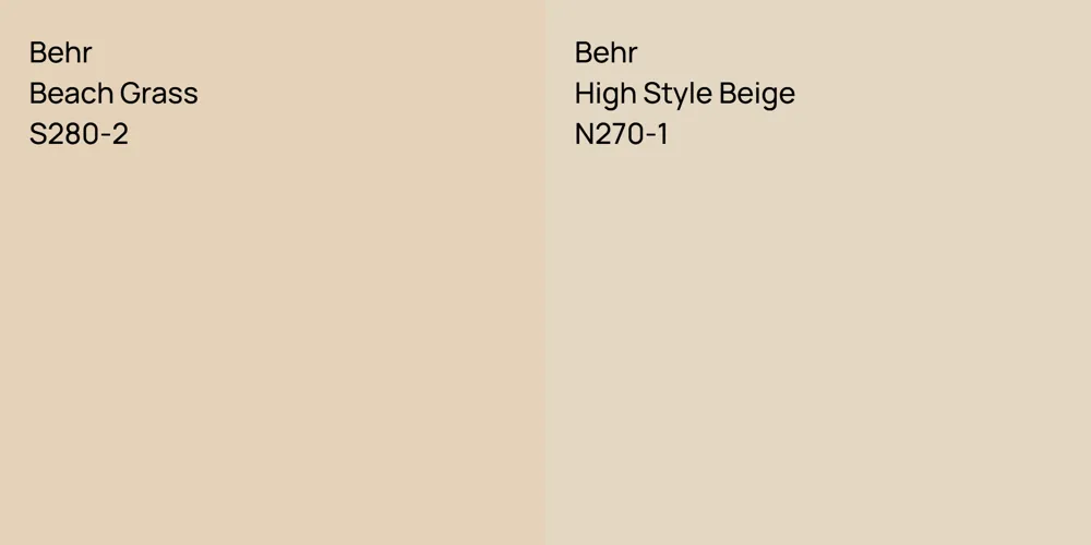 Behr Beach Grass vs. Behr High Style Beige comparison
