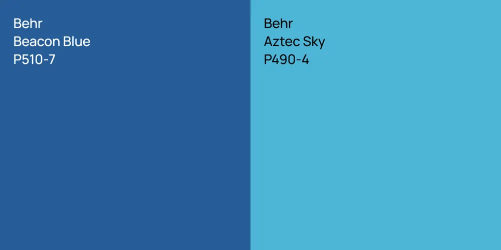 Behr Beacon Blue vs. Behr Aztec Sky comparison