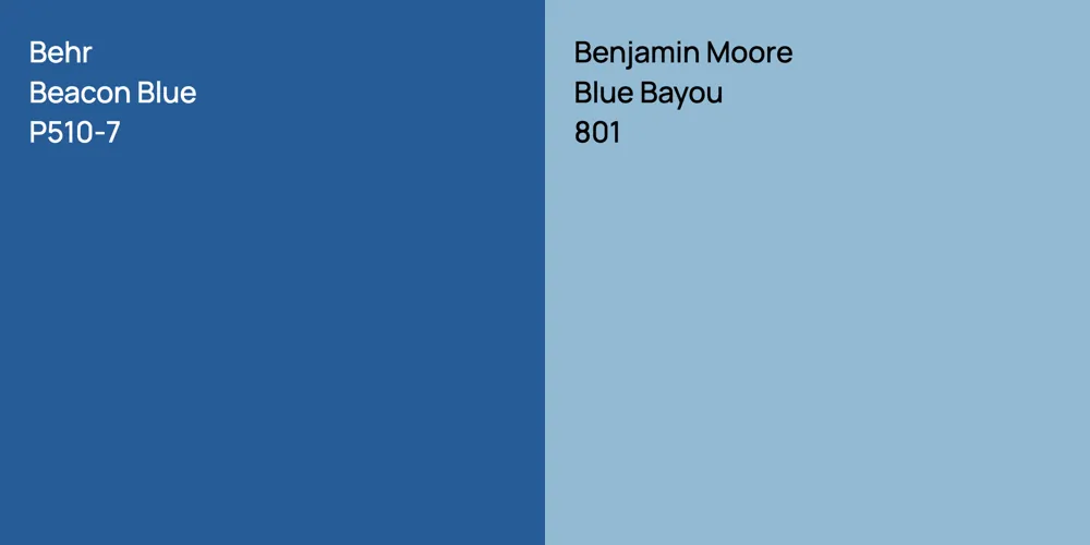 Behr Beacon Blue vs. Benjamin Moore Blue Bayou comparison