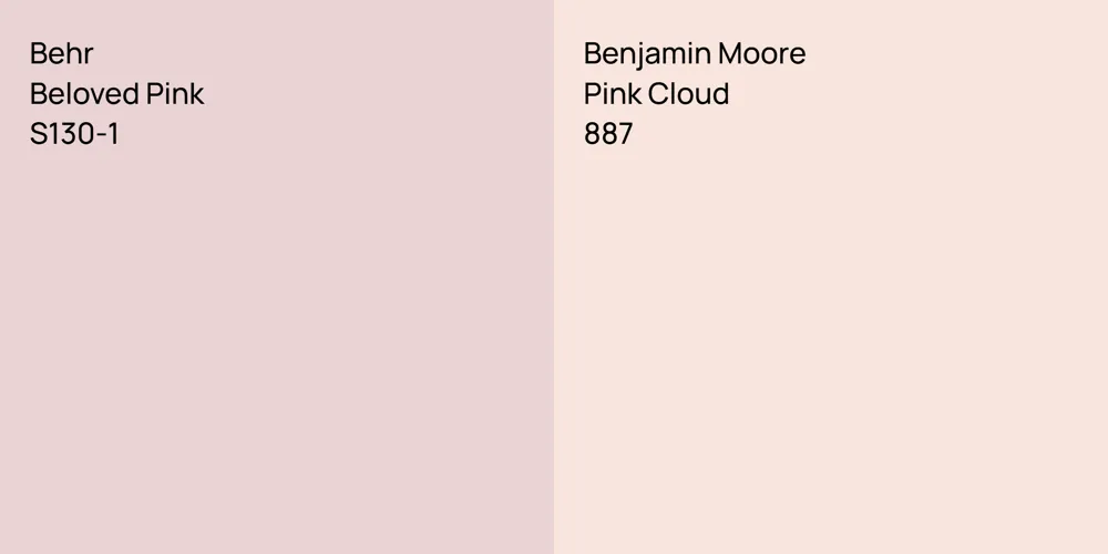Behr Beloved Pink vs. Benjamin Moore Pink Cloud comparison