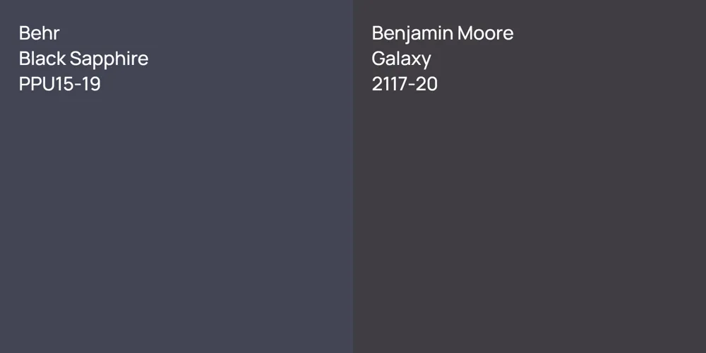 Behr Black Sapphire vs. Benjamin Moore Galaxy comparison