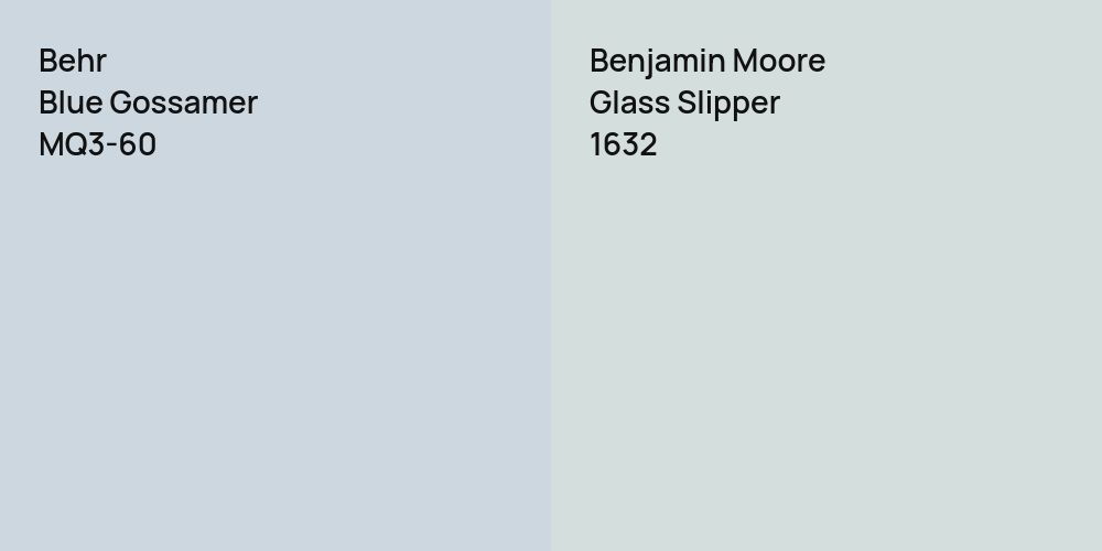 Behr Blue Gossamer vs. Benjamin Moore Glass Slipper comparison
