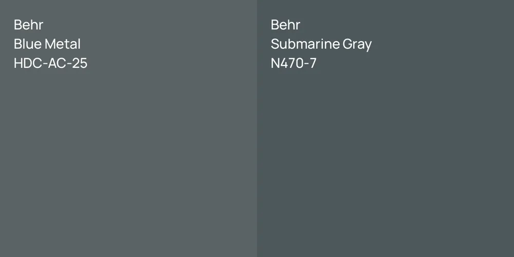 Behr Blue Metal vs. Behr Submarine Gray comparison