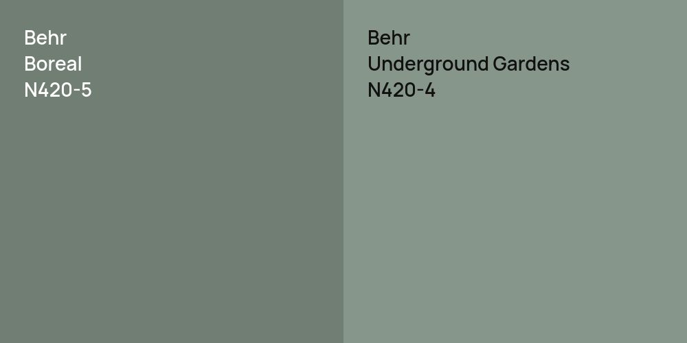 Behr Boreal vs. Behr Underground Gardens comparison