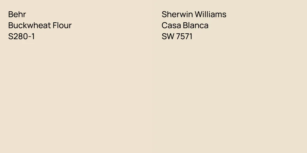 Behr Buckwheat Flour vs. Sherwin Williams Casa Blanca comparison