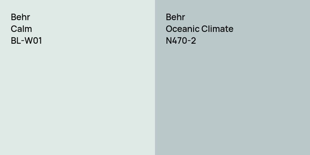 Behr Calm vs. Behr Oceanic Climate comparison
