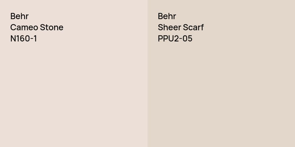 Behr Cameo Stone vs. Behr Sheer Scarf comparison