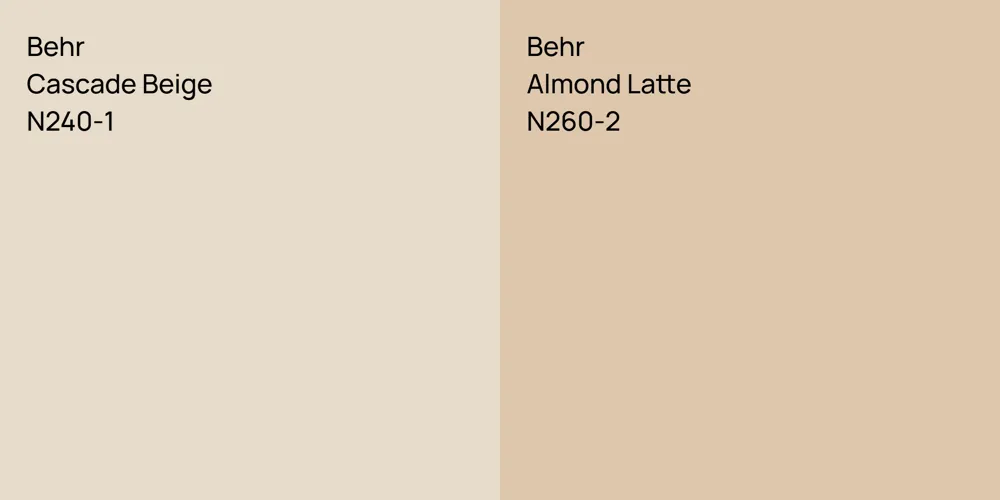 Behr Cascade Beige vs. Behr Almond Latte comparison