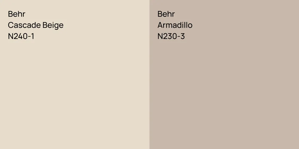 Behr Cascade Beige vs. Behr Armadillo comparison