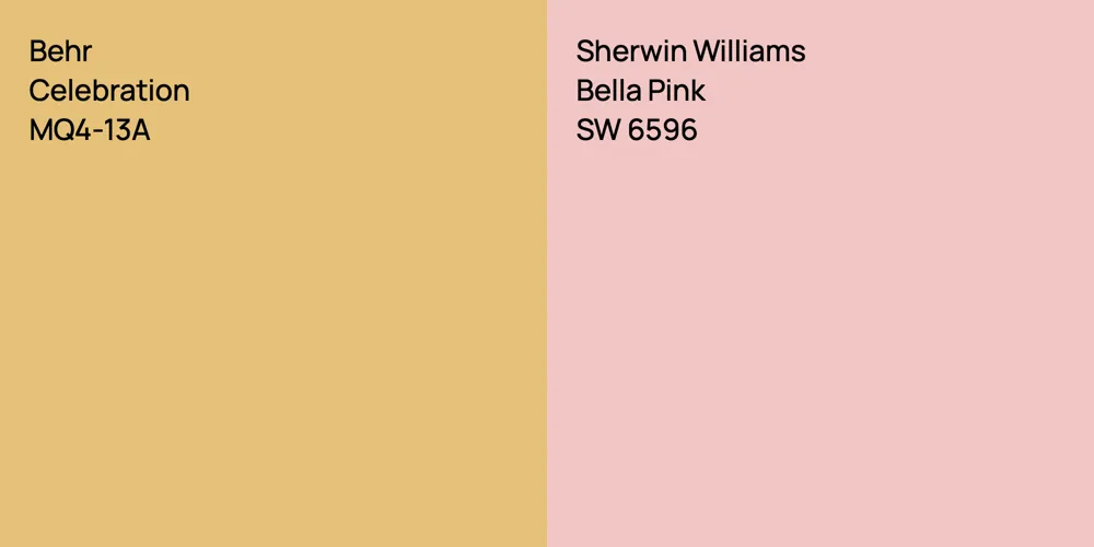 Behr Celebration vs. Sherwin Williams Bella Pink comparison