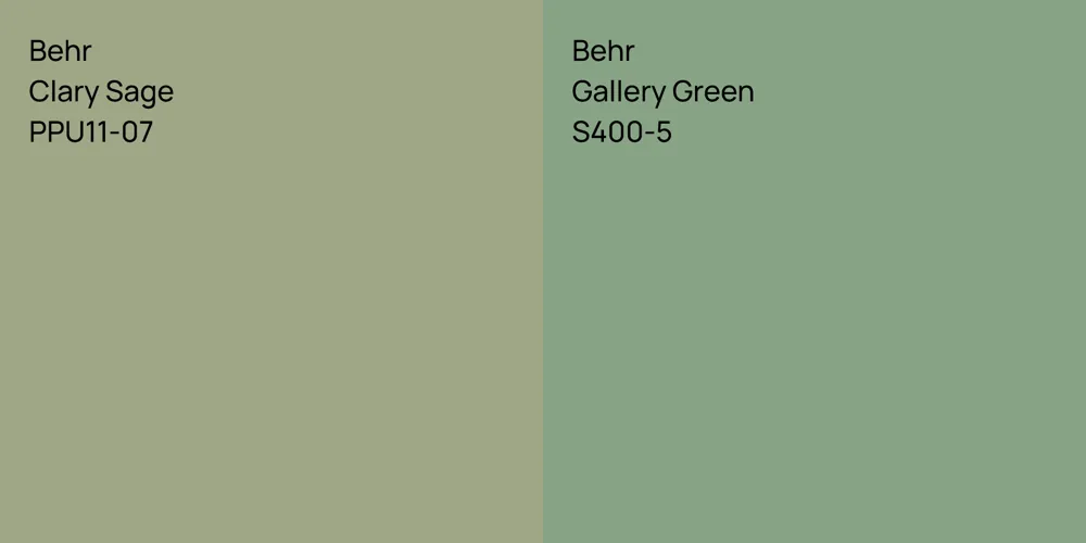 Behr Clary Sage vs. Behr Gallery Green comparison
