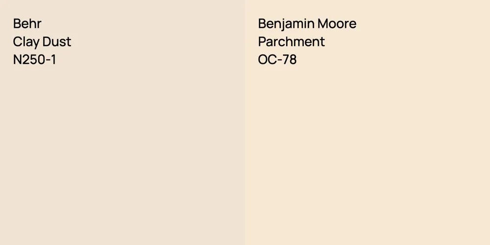 Behr Clay Dust vs. Benjamin Moore Parchment comparison