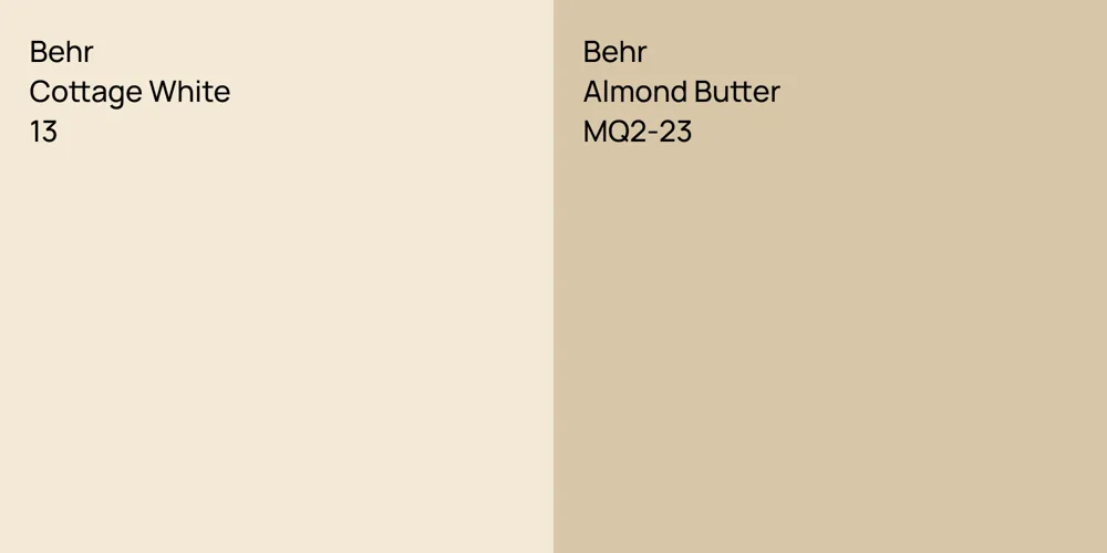 Behr Cottage White vs. Behr Almond Butter comparison