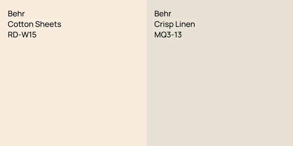 Behr Cotton Sheets vs. Behr Crisp Linen comparison