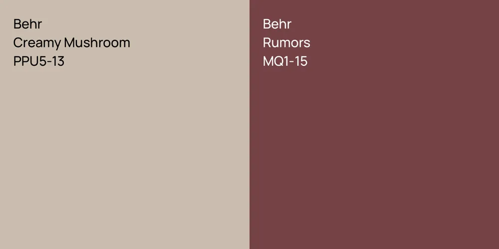 Behr Creamy Mushroom vs. Behr Rumors comparison