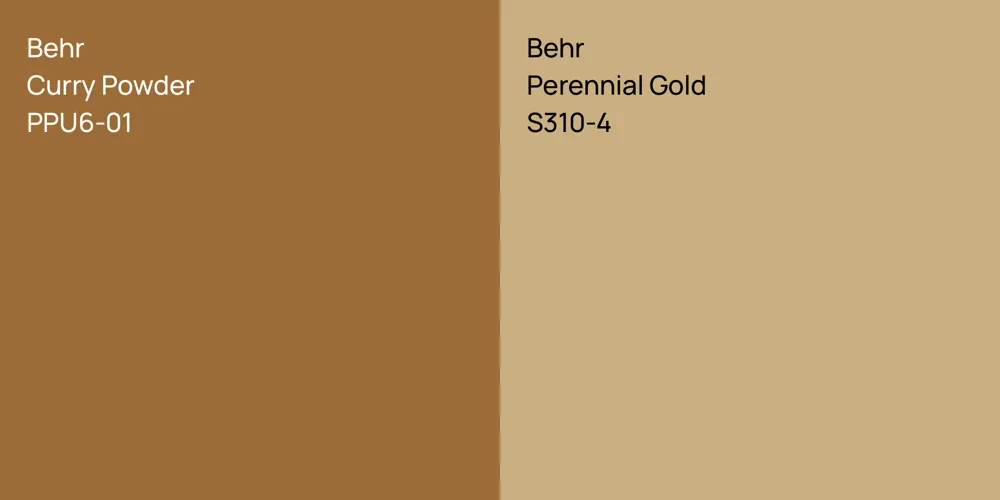 Behr Curry Powder vs. Behr Perennial Gold comparison