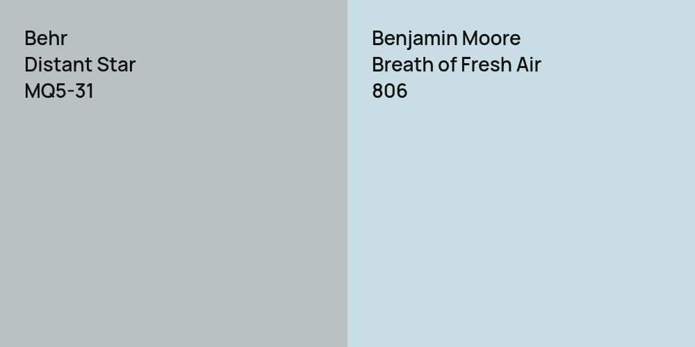 Behr Distant Star vs. Benjamin Moore Breath of Fresh Air comparison