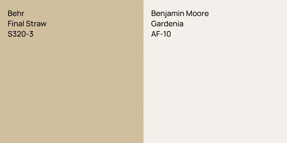 Behr Final Straw vs. Benjamin Moore Gardenia comparison
