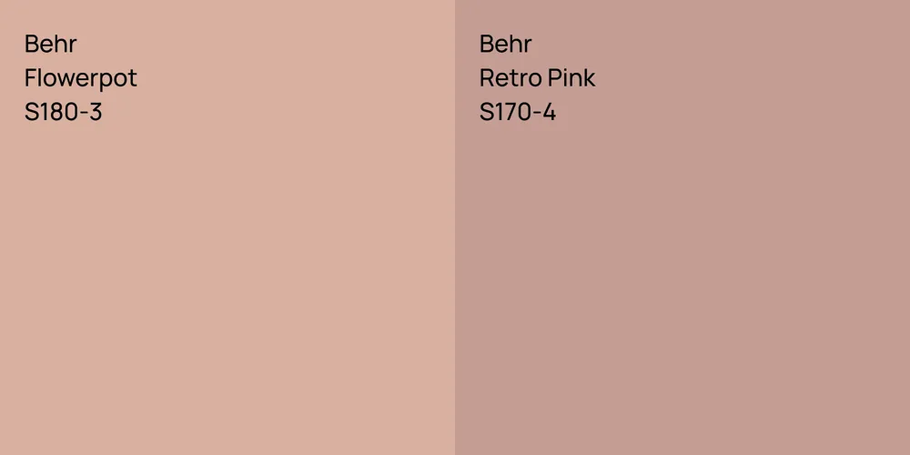 Behr Flowerpot vs. Behr Retro Pink comparison