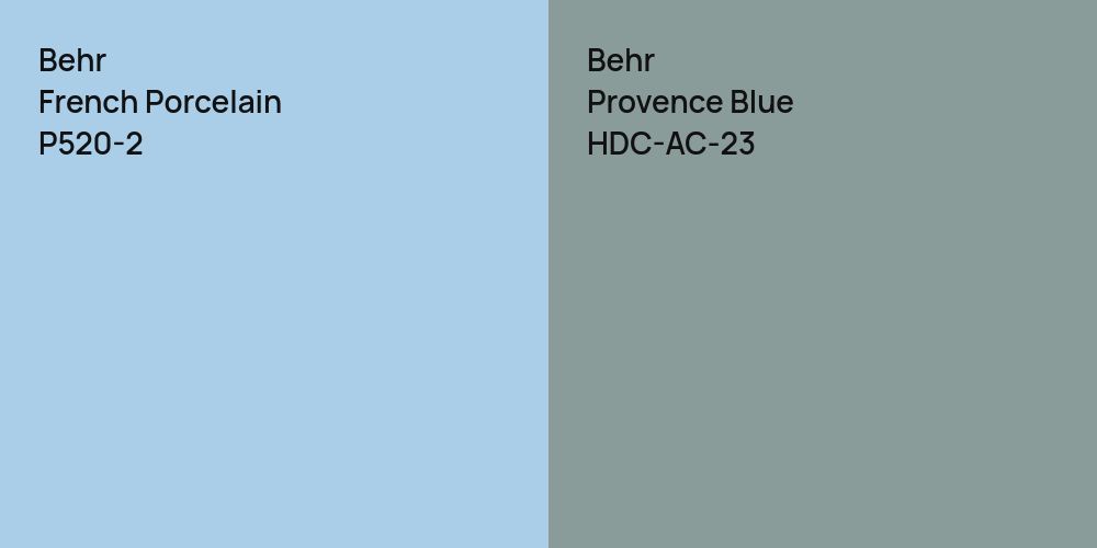 Behr French Porcelain vs. Behr Provence Blue comparison
