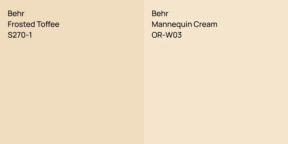 Behr Frosted Toffee vs. Behr Mannequin Cream comparison