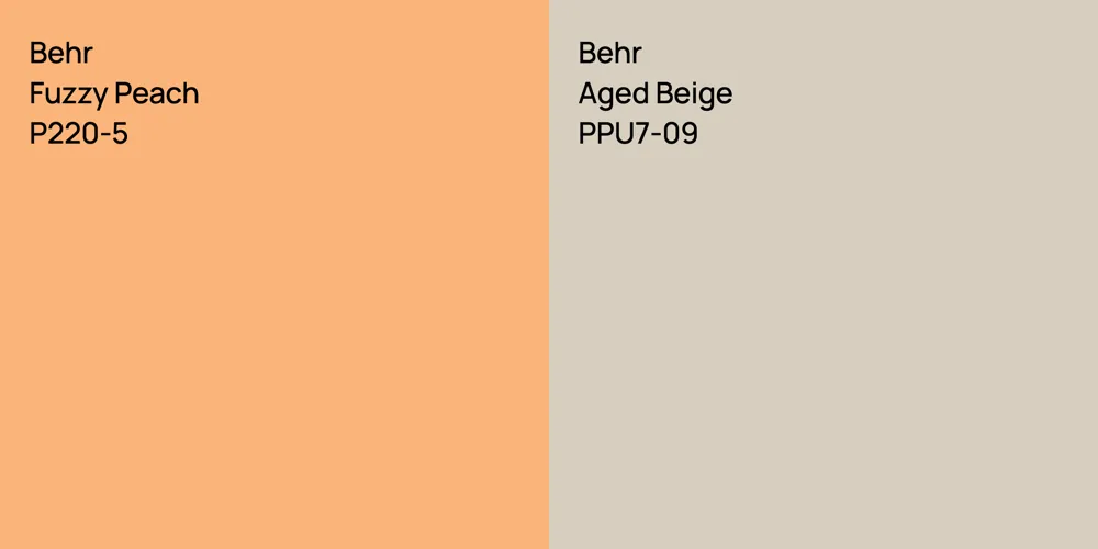 Behr Fuzzy Peach vs. Behr Aged Beige comparison
