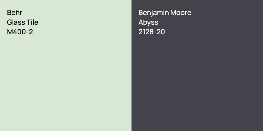Behr Glass Tile vs. Benjamin Moore Abyss comparison