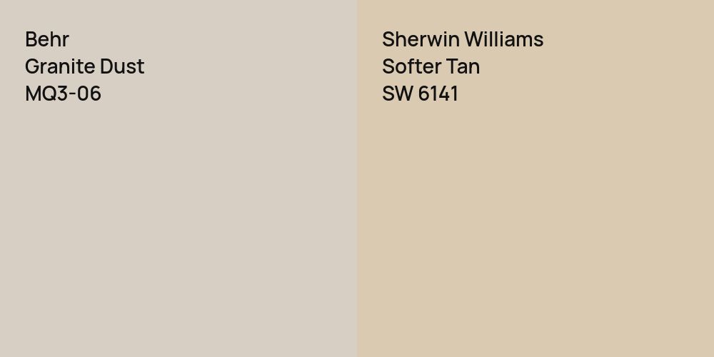 Behr Granite Dust vs. Sherwin Williams Softer Tan comparison