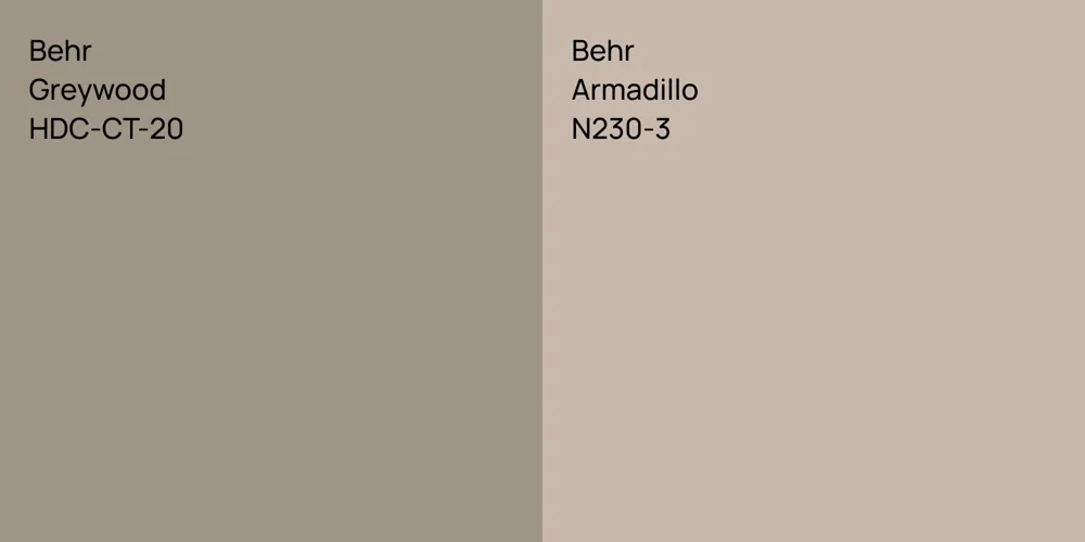 Behr Greywood vs. Behr Armadillo comparison