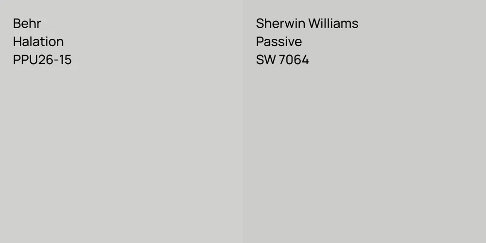 Behr Halation vs. Sherwin Williams Passive comparison